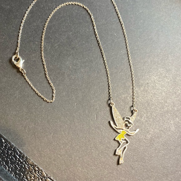 Disney | Jewelry | Disney Tinkerbell Necklace In Silver Tones With ...